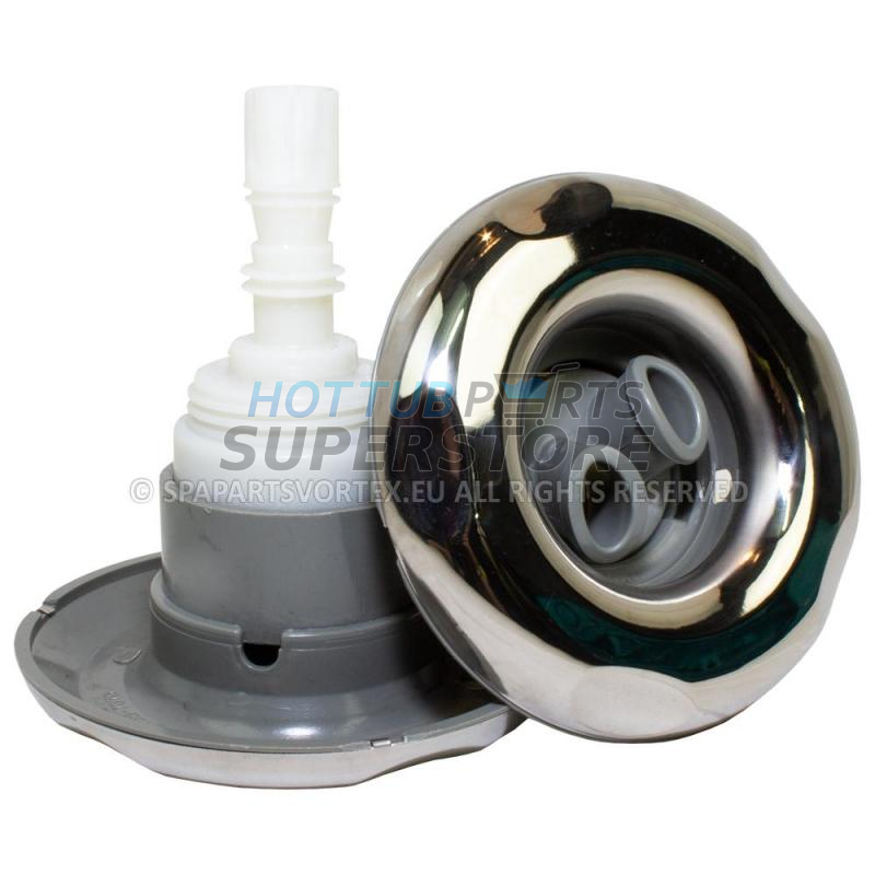 4" Poly Storm Jet, Twin Roto, 5-Scallop, Stainless/Grey (Thread in ...