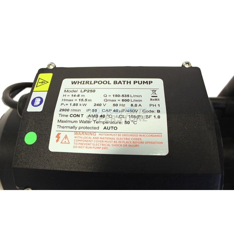 Whirlpool LX LP250 2.5hp 1 Speed Hot Tub Pump - Hot Tub Parts Superstore